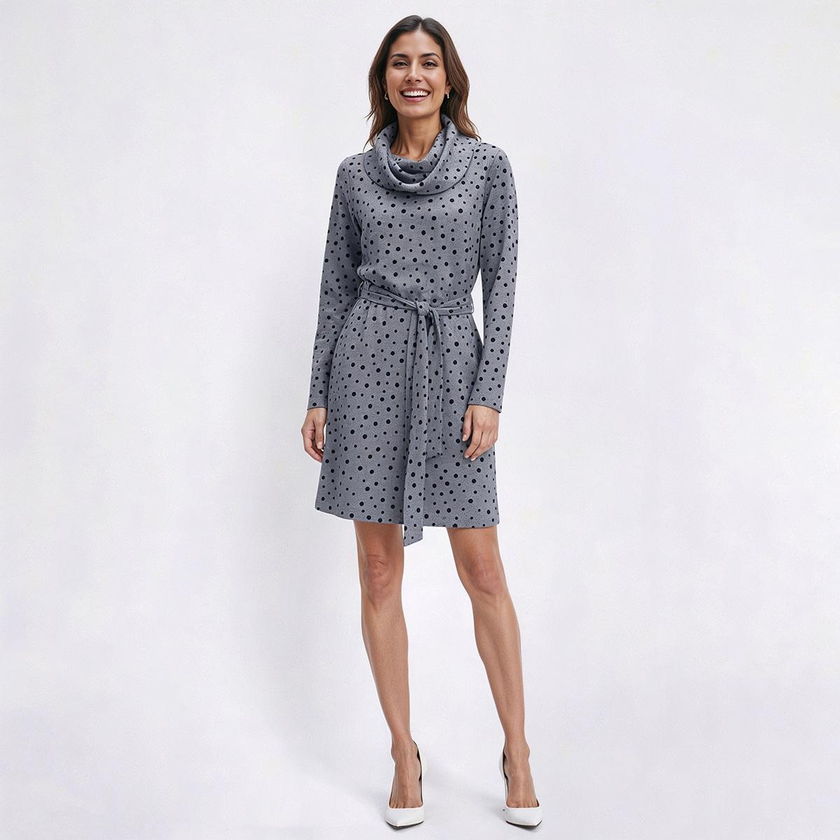 Click here for Petite Emily Daniels Long Sleeve Cowl Neck Dots Sw... prices